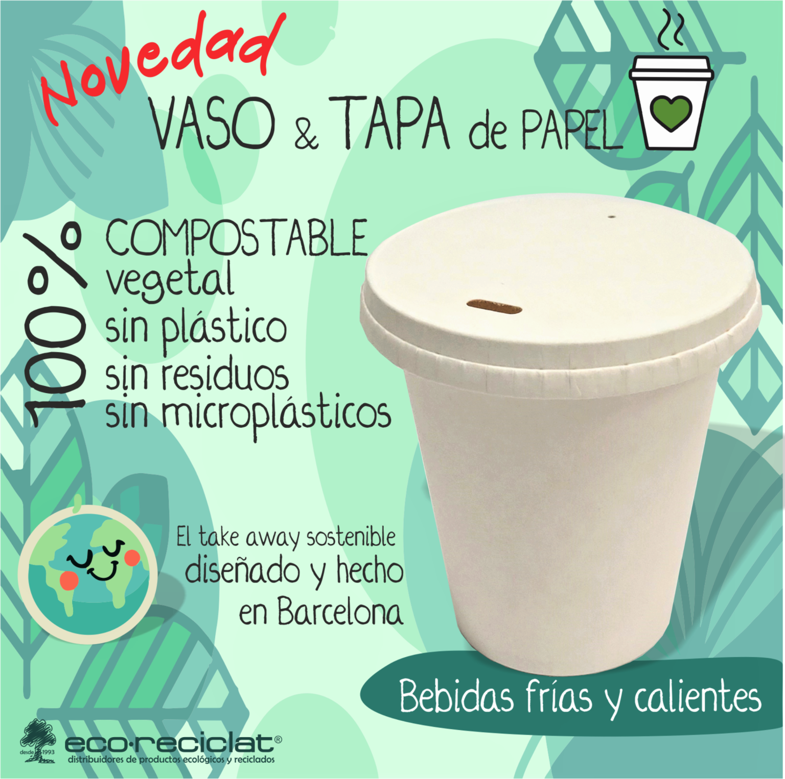 VASO de PAPEL 100% COMPOSTABLE -Novedad- Eco·Reciclat
